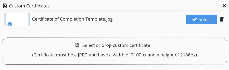 How do I add a custom certificate for an entire academy?