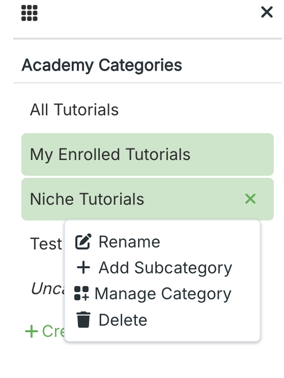 How do I delete a category?