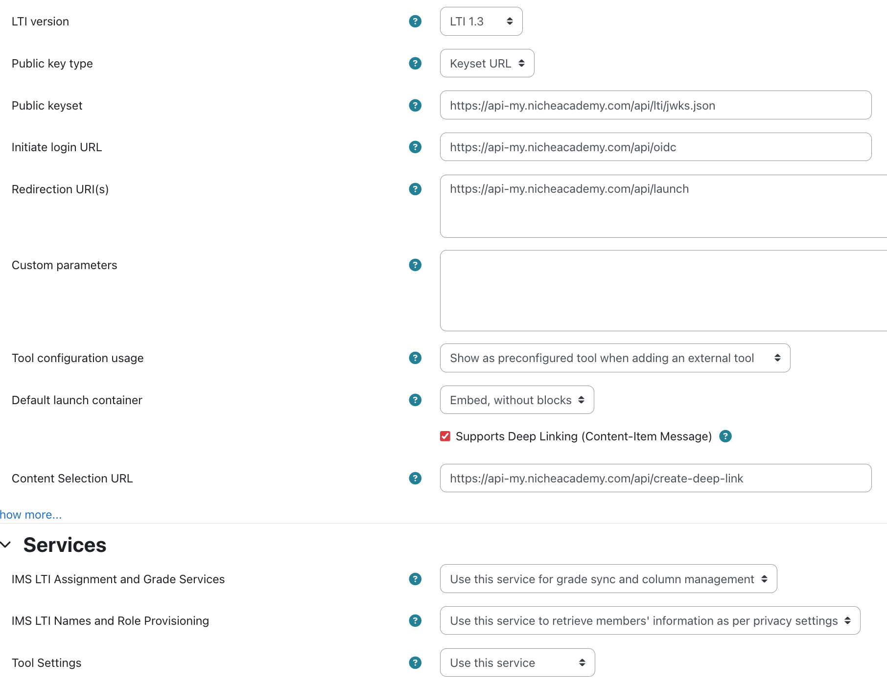 How do I connect Niche Academy to Moodle?