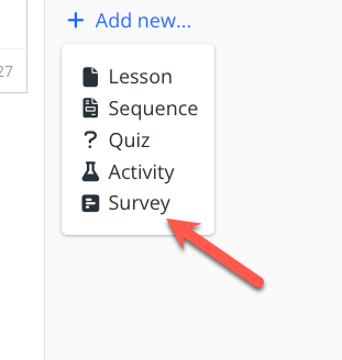 How do I add a survey to my tutorial?